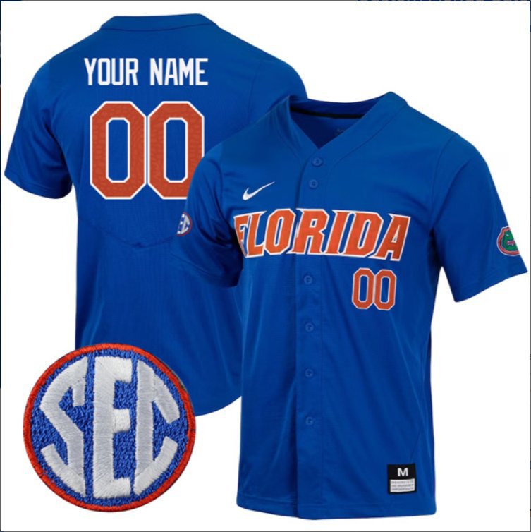 Custom Florida Gators Royal Blue SEC Patch College Baseball Game ...