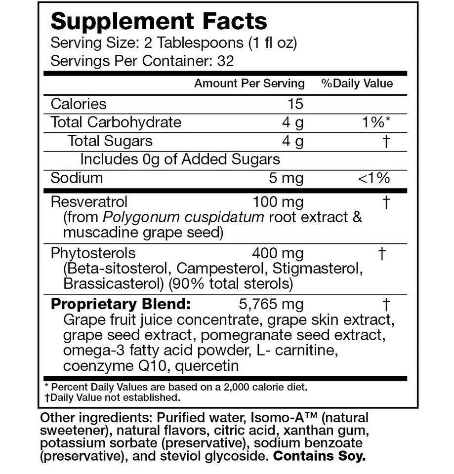 Resvinatrol Complete 32oz Resveratrol Liquid, Heart Health ...