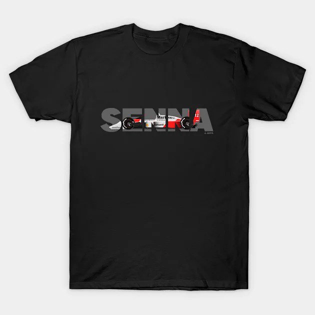 Ayrton Senna Mp4/4 Illustration With Typeface T-Shirt