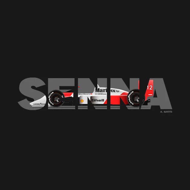 Ayrton Senna Mp4/4 Illustration With Typeface T-Shirt