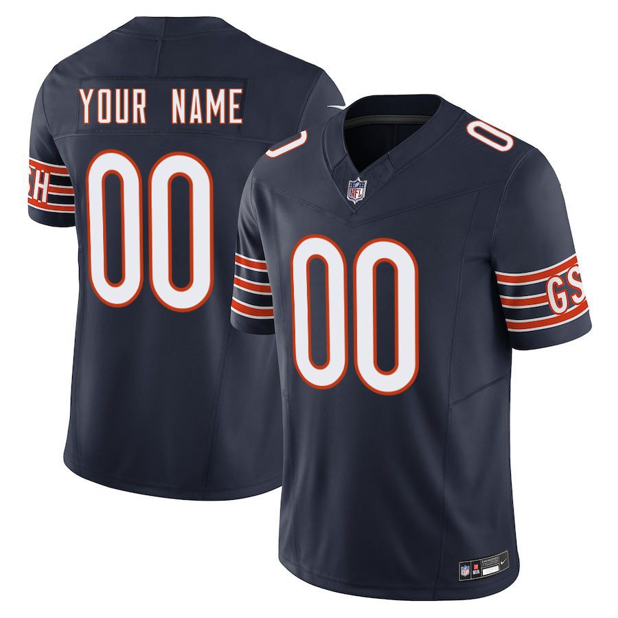 Chicago Bears #00 Custom Name And Number Navy Limited Stitched Jersey