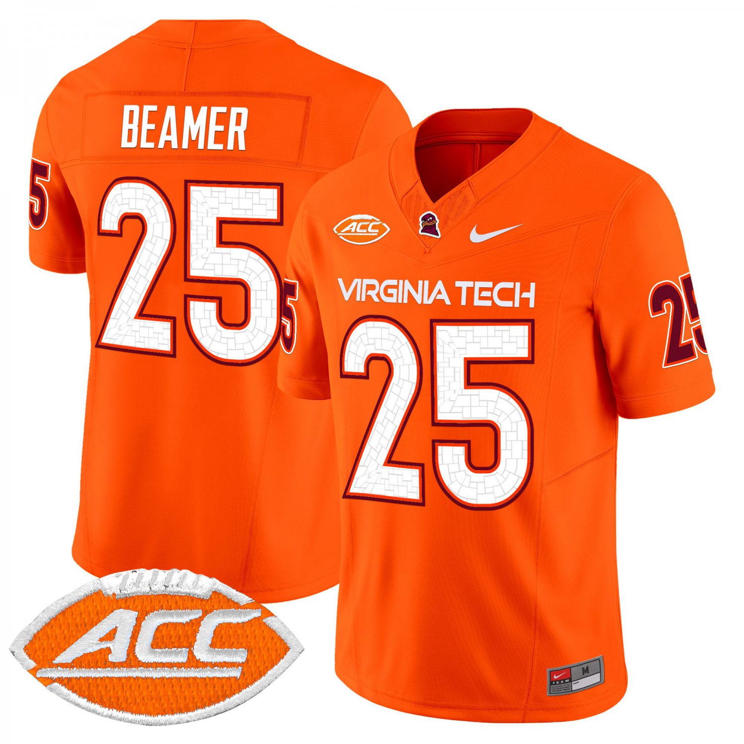 Frank Beamer Jersey #25 Virginia Tech Hokies 2025 Stitched Orange