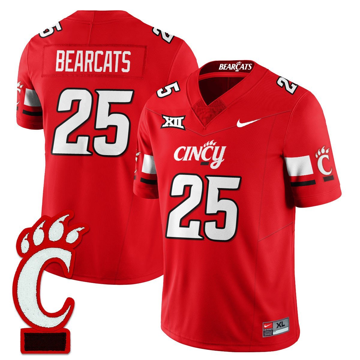 Bearcats Jersey #25 Cincinnati Bearcats Football 2025 Uniform Stitched Red