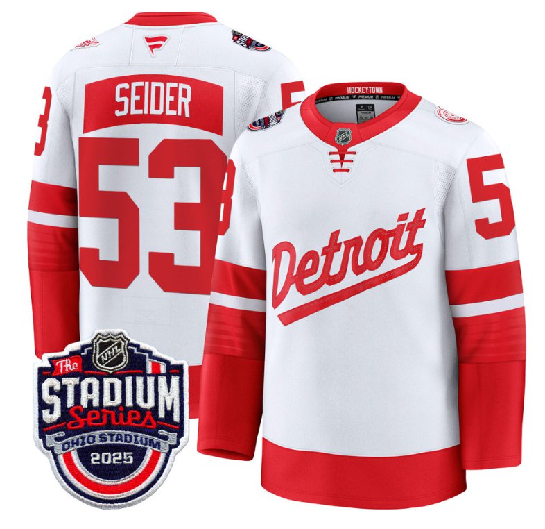 Men's Moritz Seider Jersey #53 Detroit Red Wings 2025 Stadium Series ...