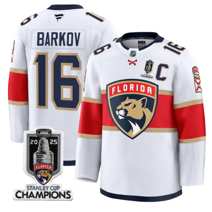 Aleksander Barkov Jersey #16 Florida Panthers 2025 Stanley Cup White