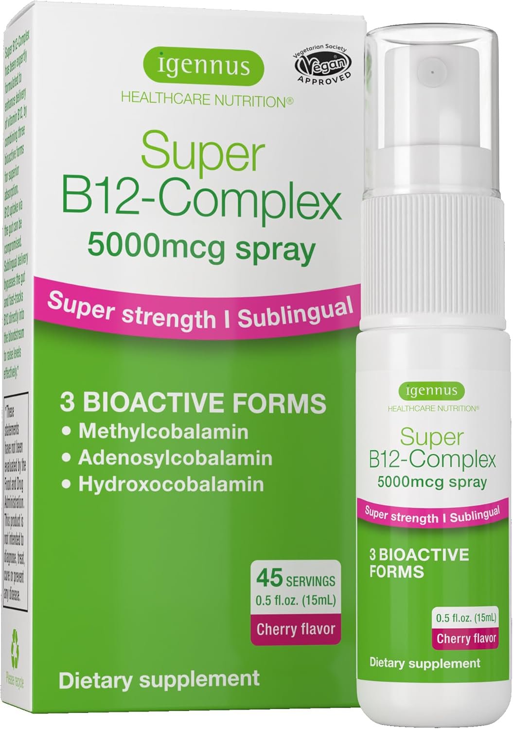 Igennus Super Vitamin B12 Complex 5000mcg, 45 Servings – Methylated ...