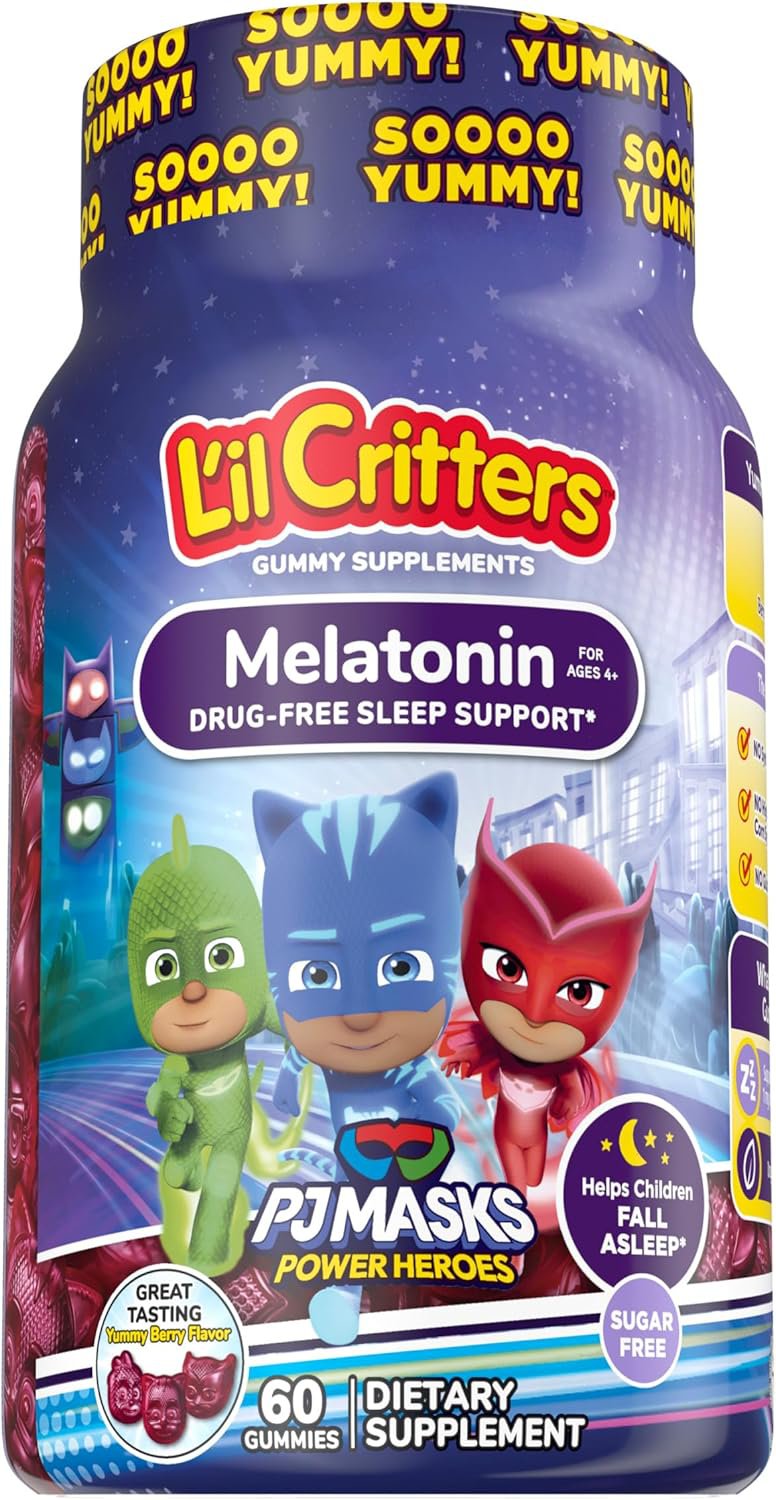 L'il Critters PJ Masks Melatonin Gummies, Sleep Support for Kids, 60 ...