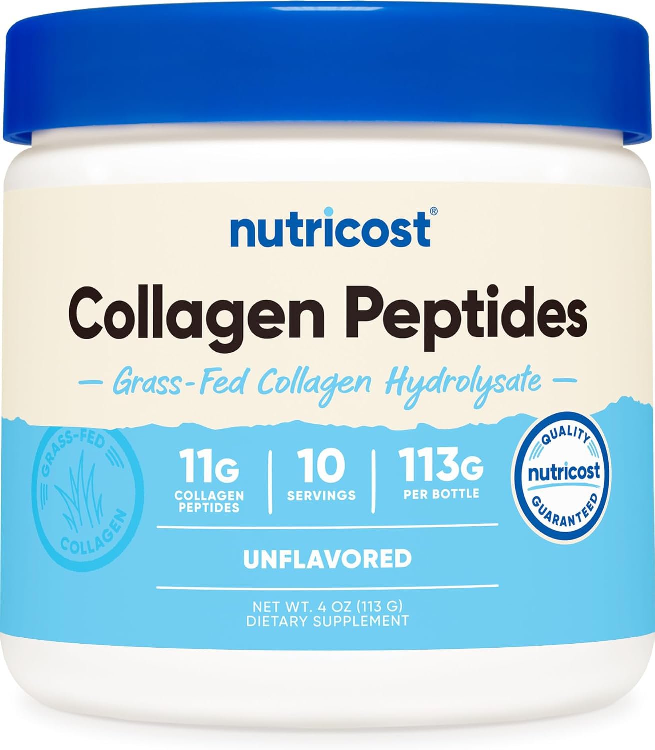 Nutricost Grass-Fed Collagen Powder Unflavored 4oz – Type I & III, Non ...