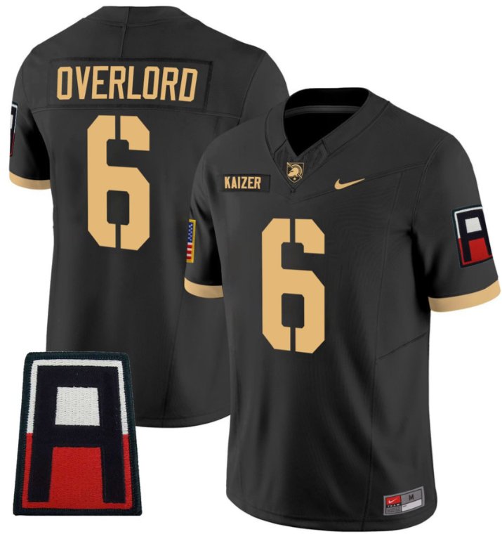 Kaizer Army West Point Football Overlord Jersey #6 All Stitched