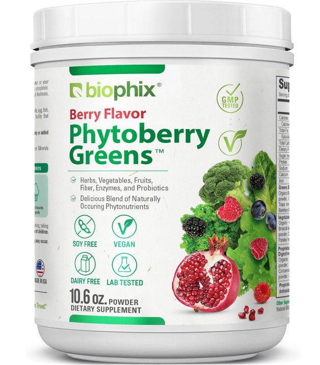 biophix Phytoberry Greens Superfood Powder 10.6 oz - Natural Berry ...