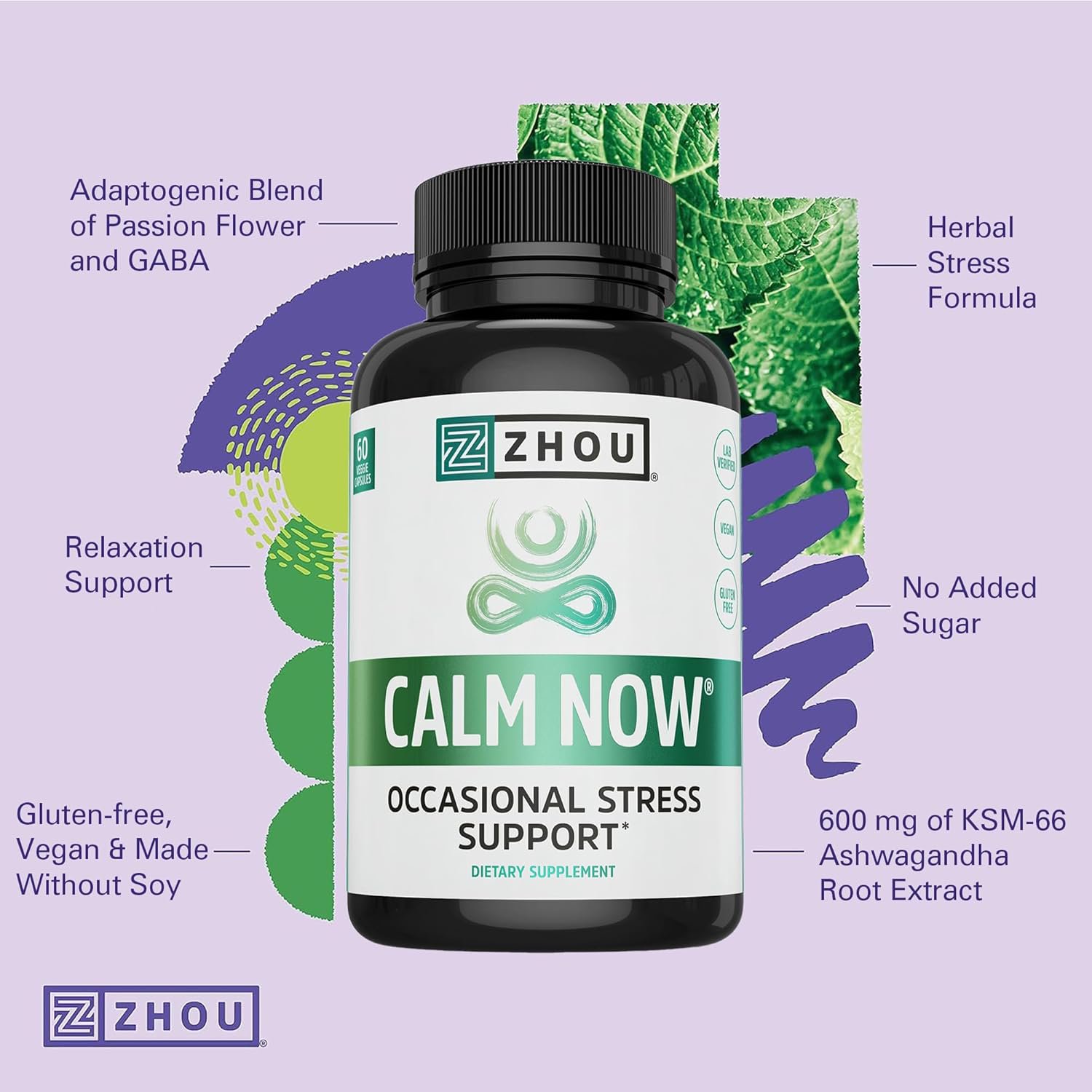 Zhou Calm Now - Calm Supplement, Calm Vitamins for Women & Men, Pills ...
