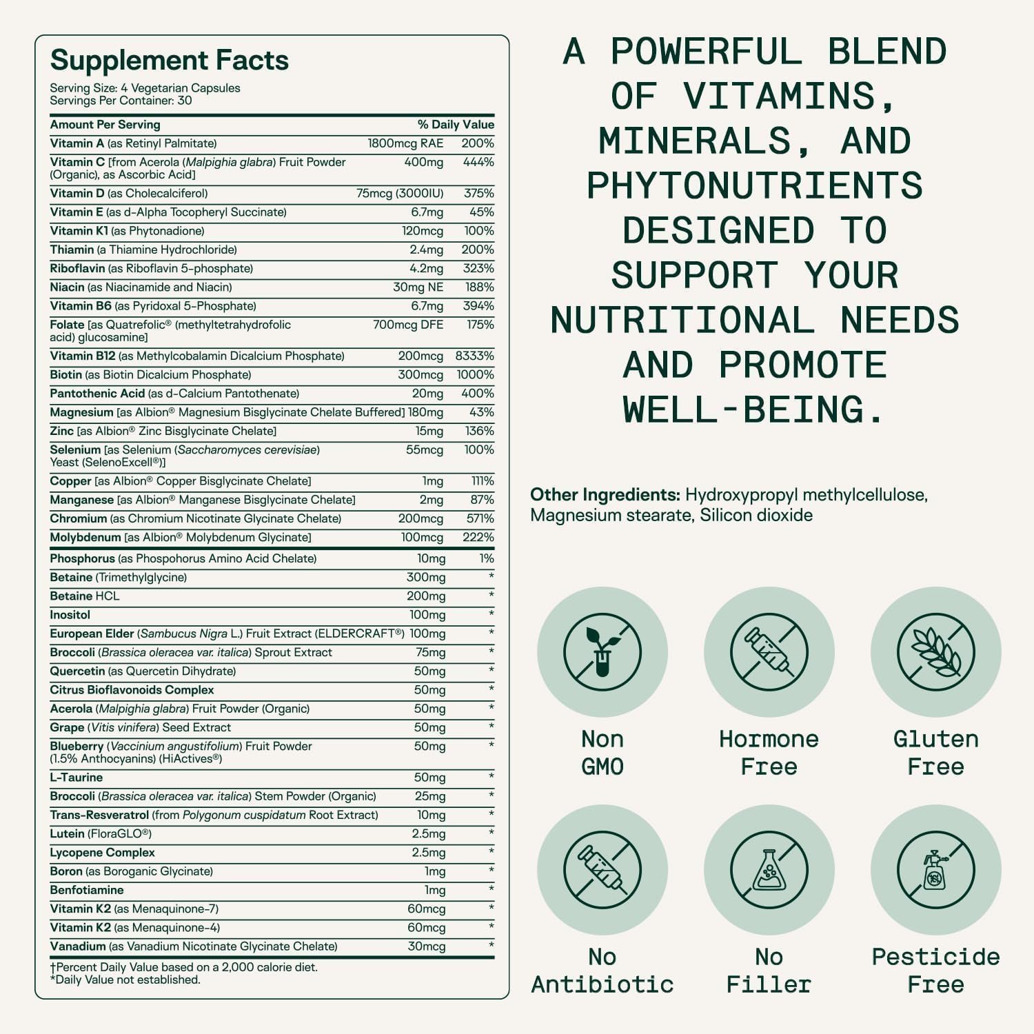 Adapt Naturals Multivitamin for Women & Men, Bioavailable Easy-to ...
