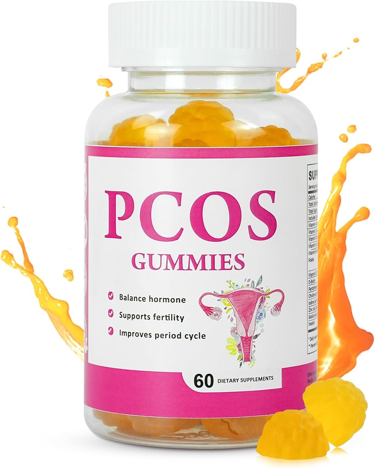 PCOS Gummies Helps Menstrual Cycle Health, 60 Count PCOS Vitamin ...
