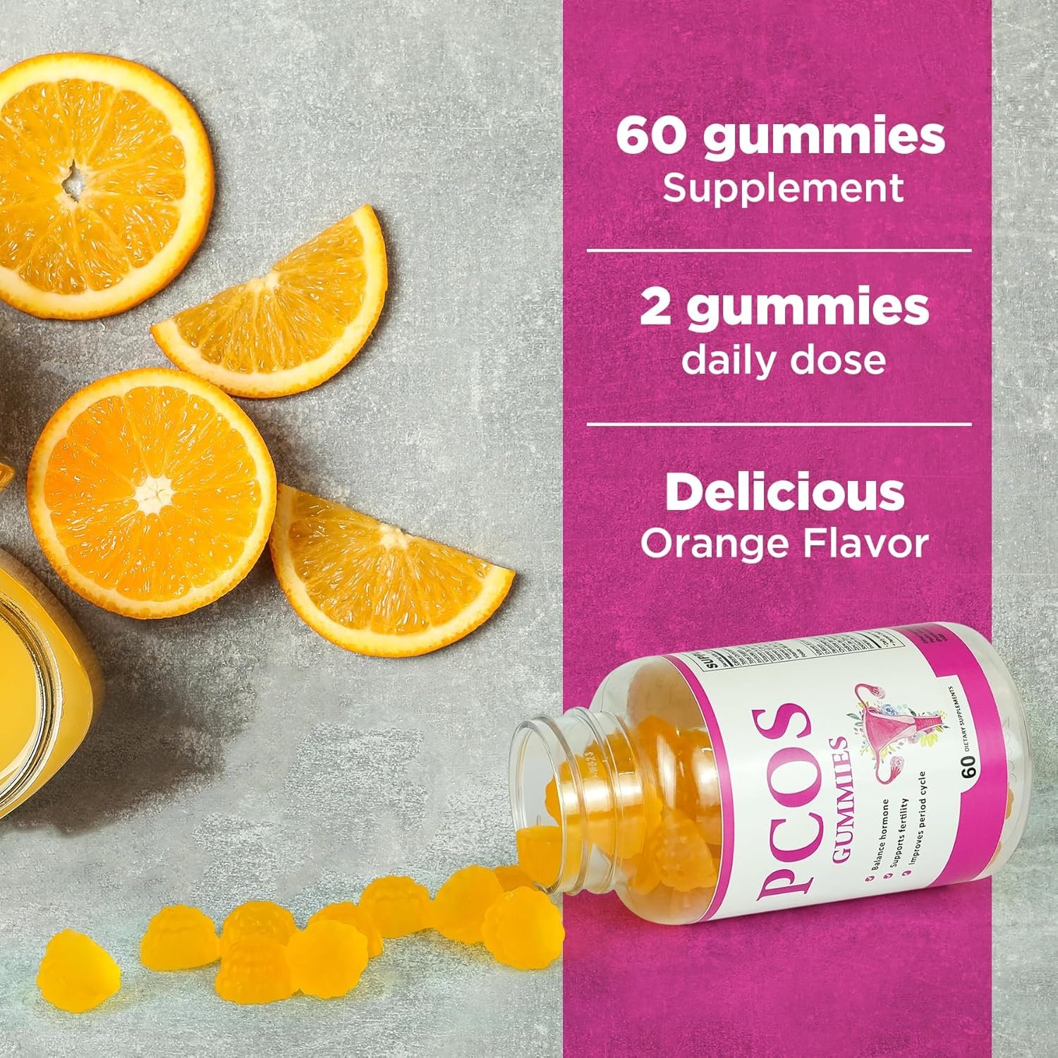 PCOS Gummies Helps Menstrual Cycle Health, 60 Count PCOS Vitamin ...