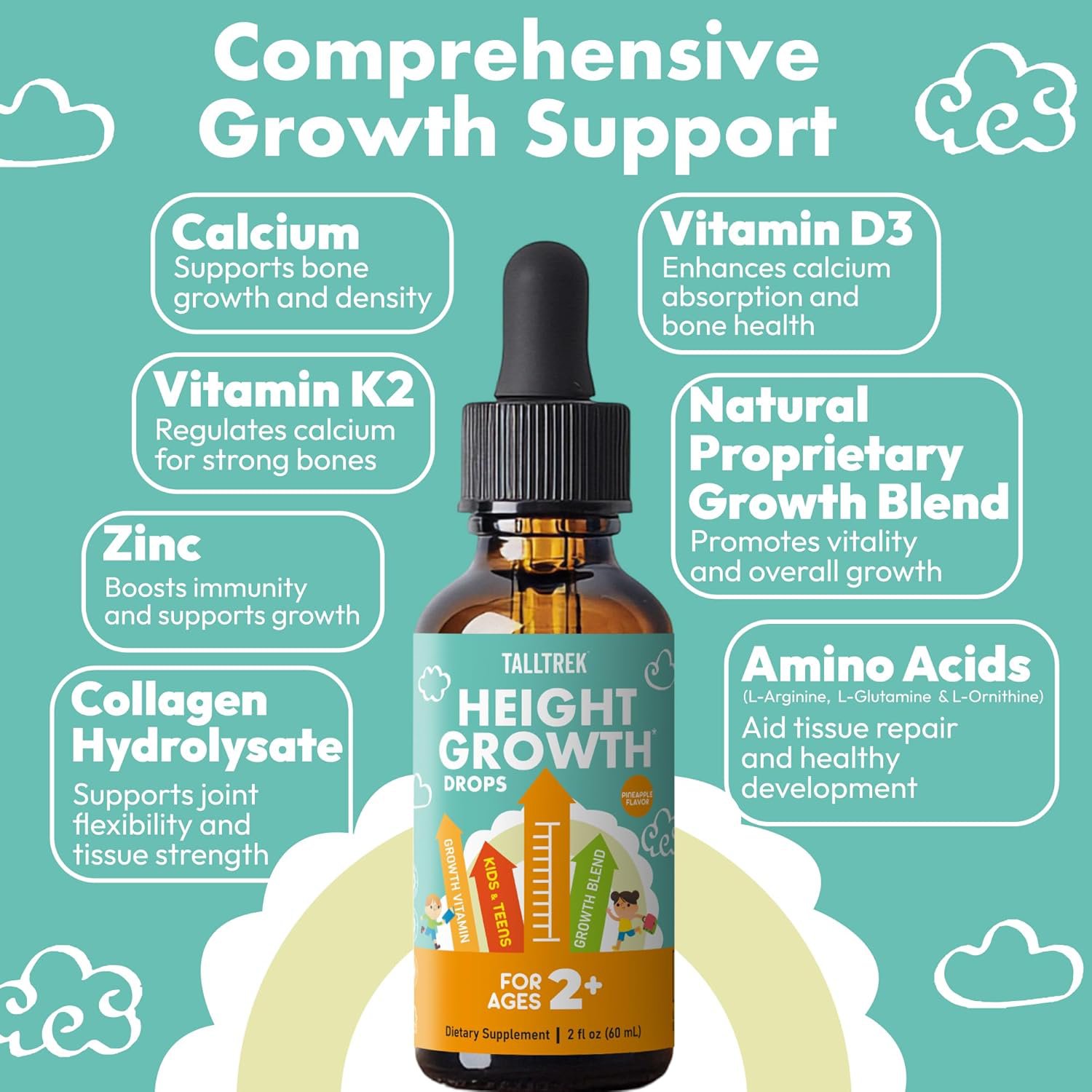 Height Growth Supplement Drops for Kids - Teens Bone Growth Height ...