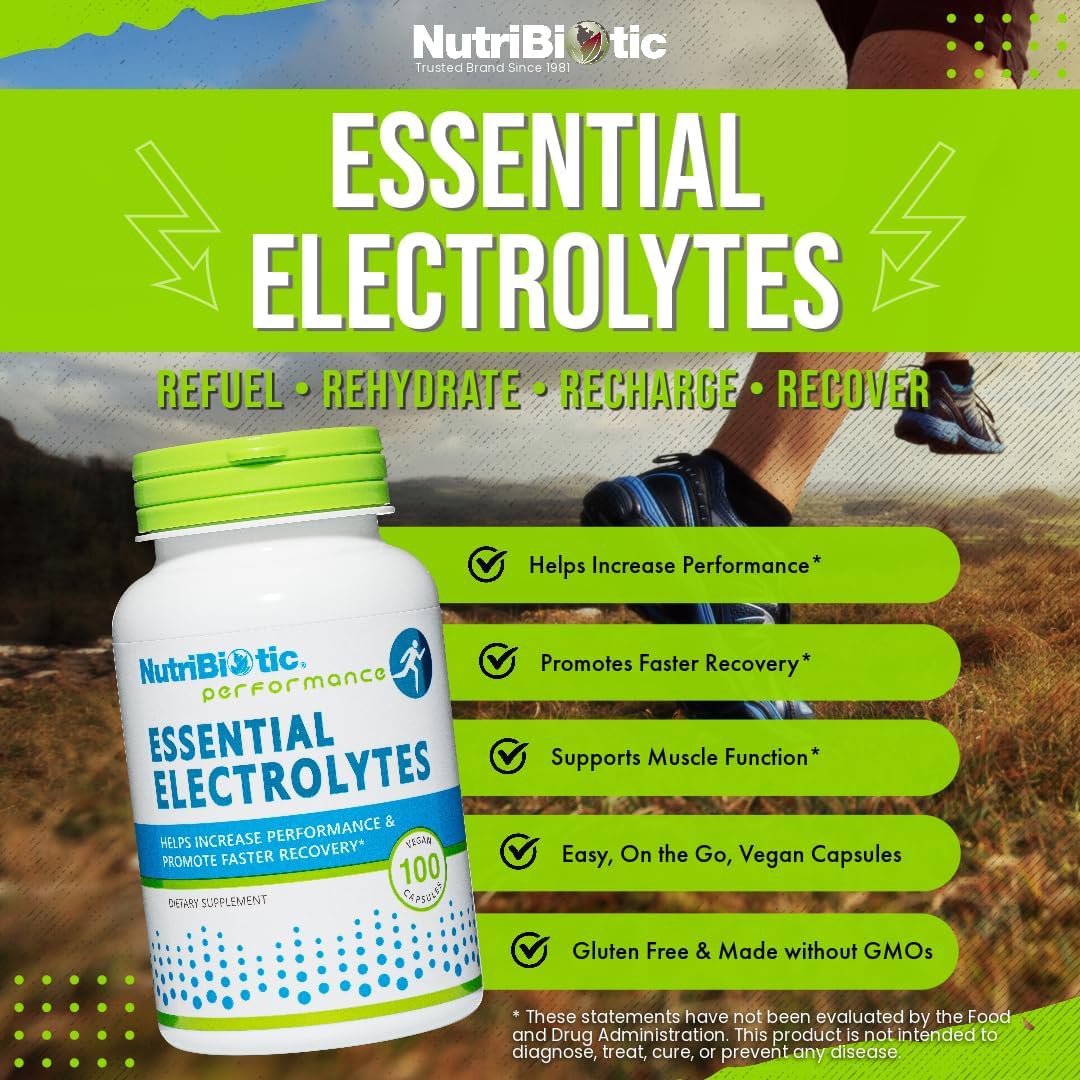 NutriBiotic Essential Electrolytes, 100 Ct Capsules | Supports ...