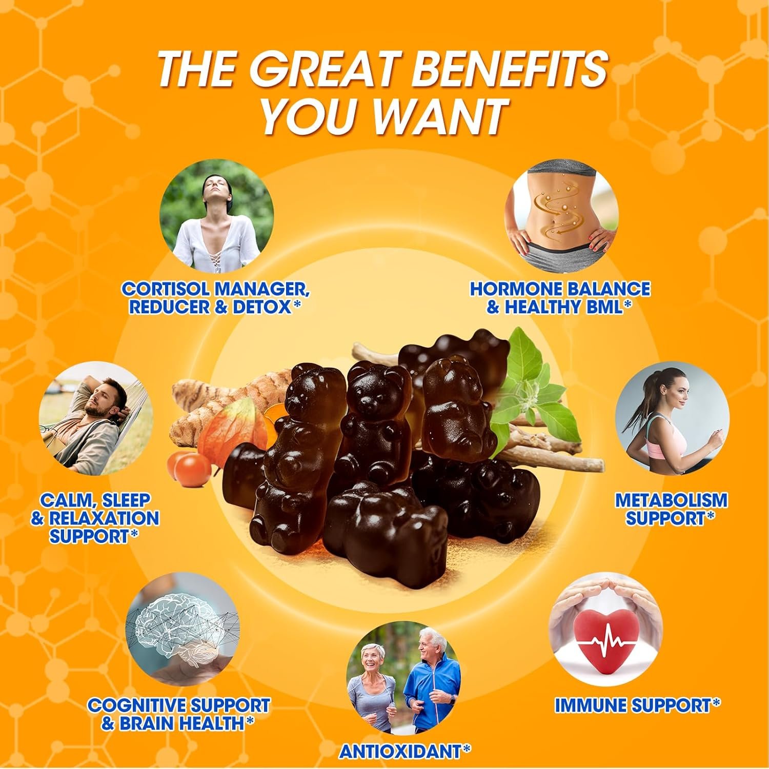 Cortisol Supplements for Women & Men, 15-in-1 Calm Cortisol Gummies ...