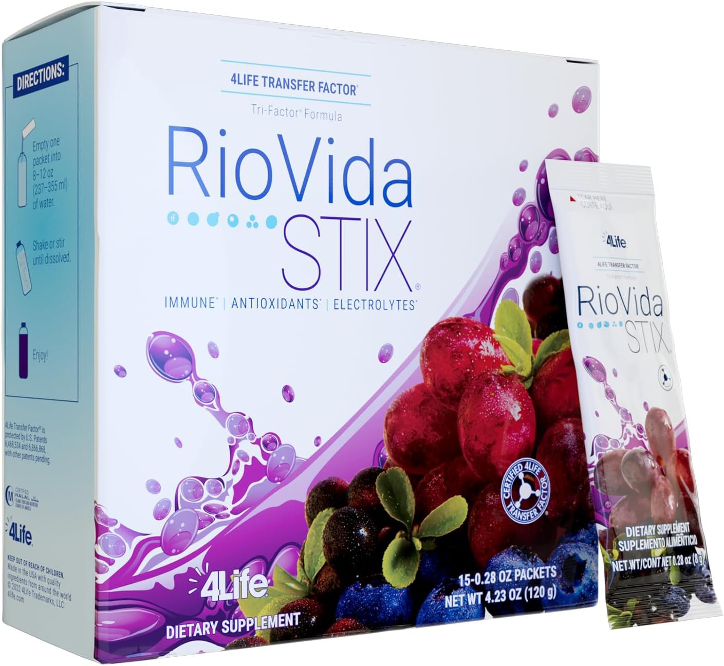 4Life Transfer Factor RioVida Stix Tri-Factor Formula, Supports Immune ...