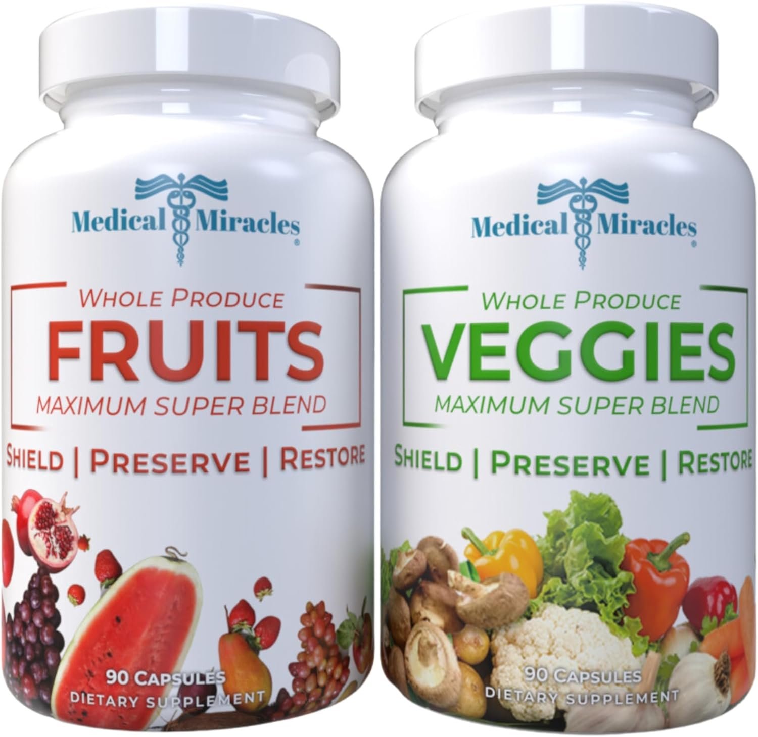 Fruit and Vegetable Supplements - Contains 90 Veggie and 90 Fruit ...