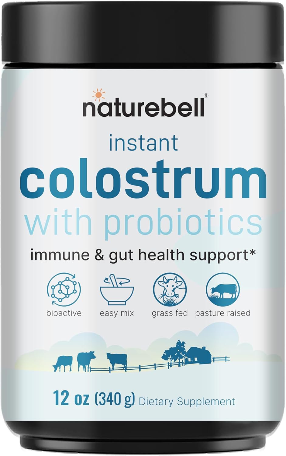 Instant Colostrum Powder 1,000mg with Probiotics, 12oz (340 Servings ...