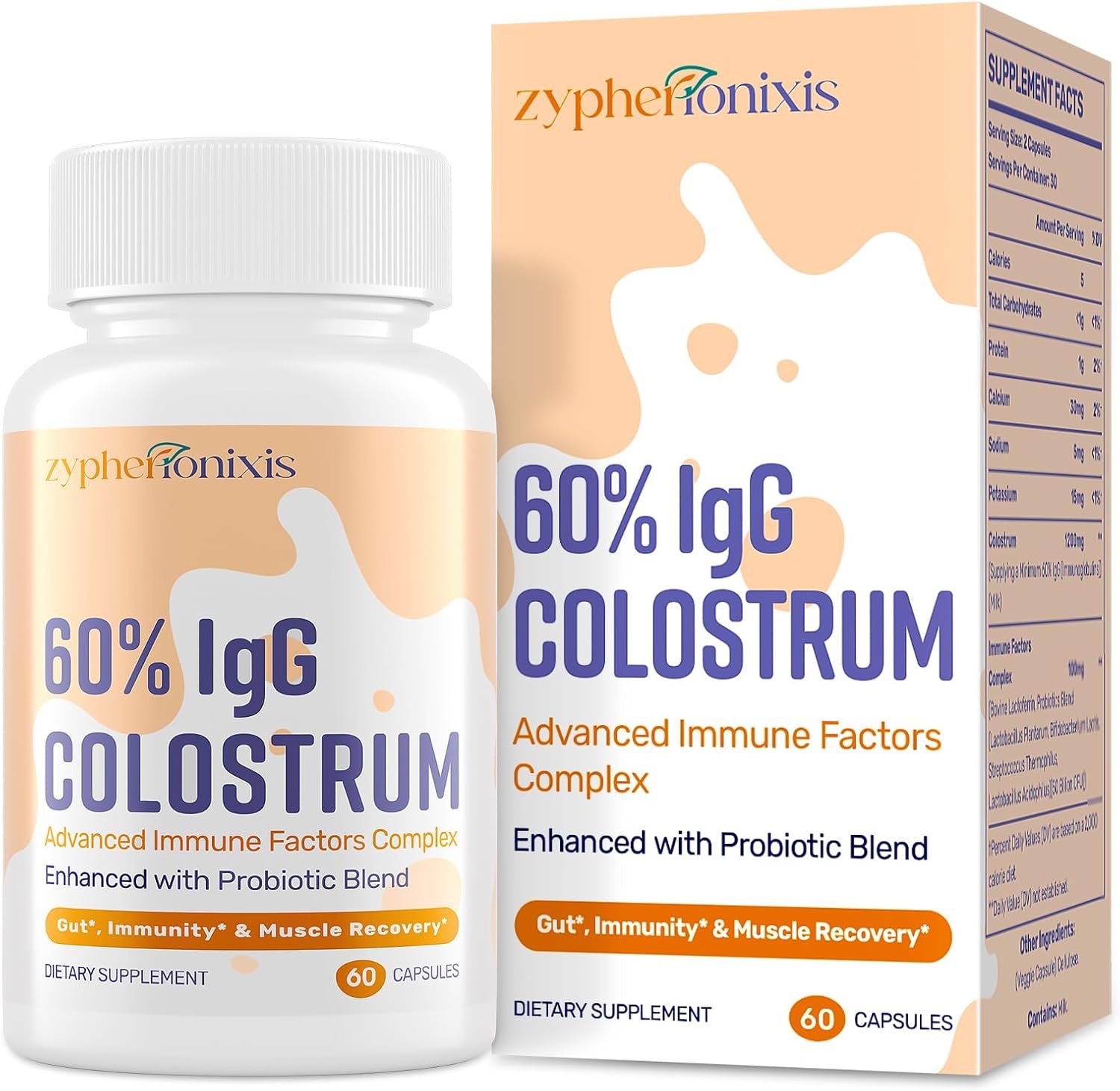Bovine Colostrum Supplement Capsules 1300mg – Ultra-High 60% IgG ...