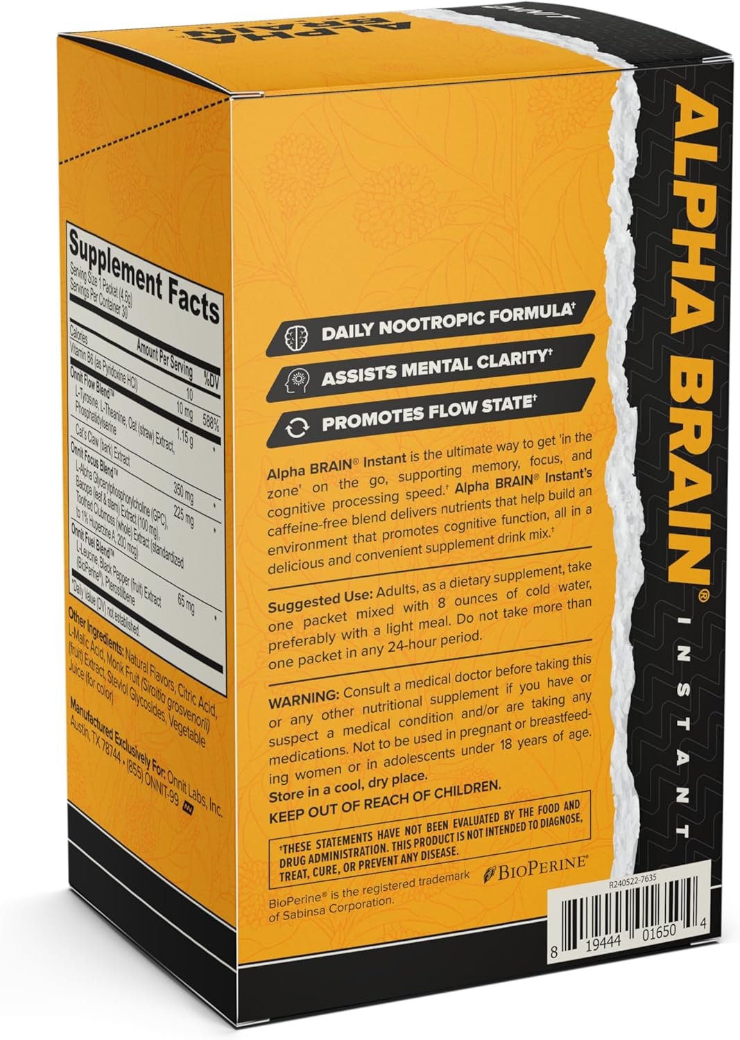 ONNIT Alpha Brain Instant Cognitive Support Drink Mix, BlackBerry ...