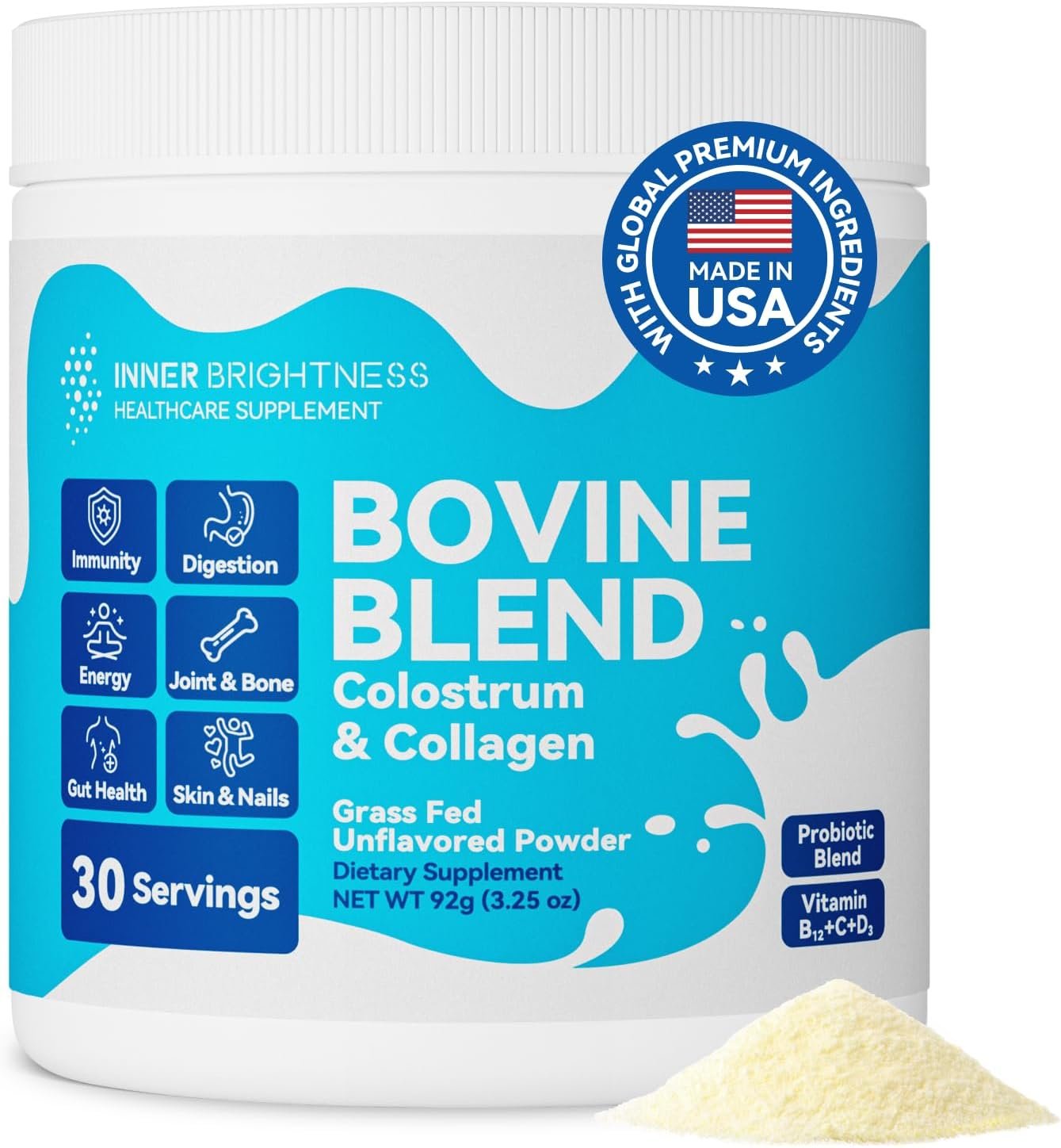 Bovine Colostrum & Collagen Powder for Gut Health, Immune Support, Hair ...