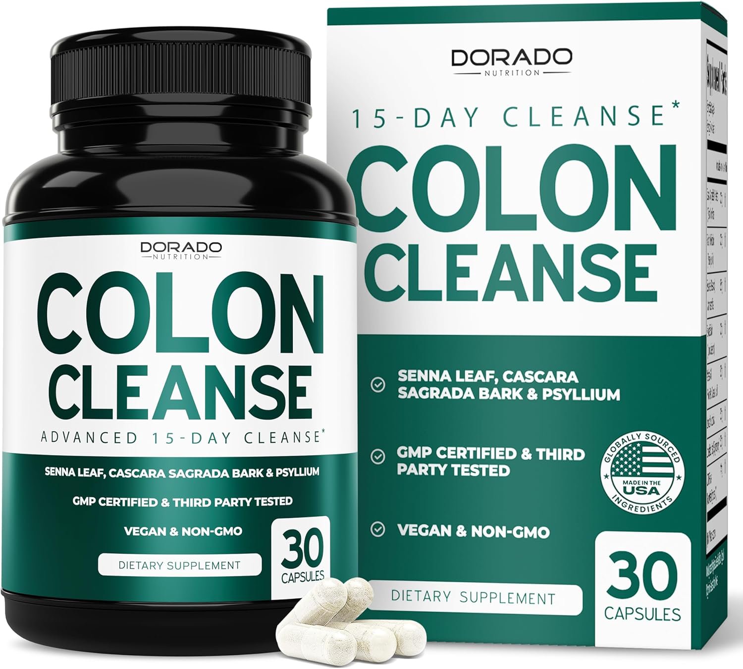 Colon Cleanse & Detox 15 Day Gut Cleanse (30 Count) Intestinal Cleanse ...