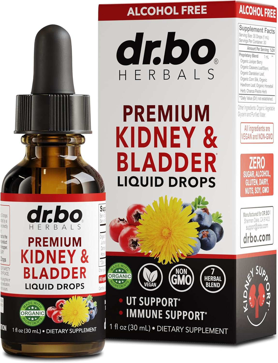 Kidney Support Supplement Bladder Health - Organic Renal Cleanse Supplements Drops Juniper