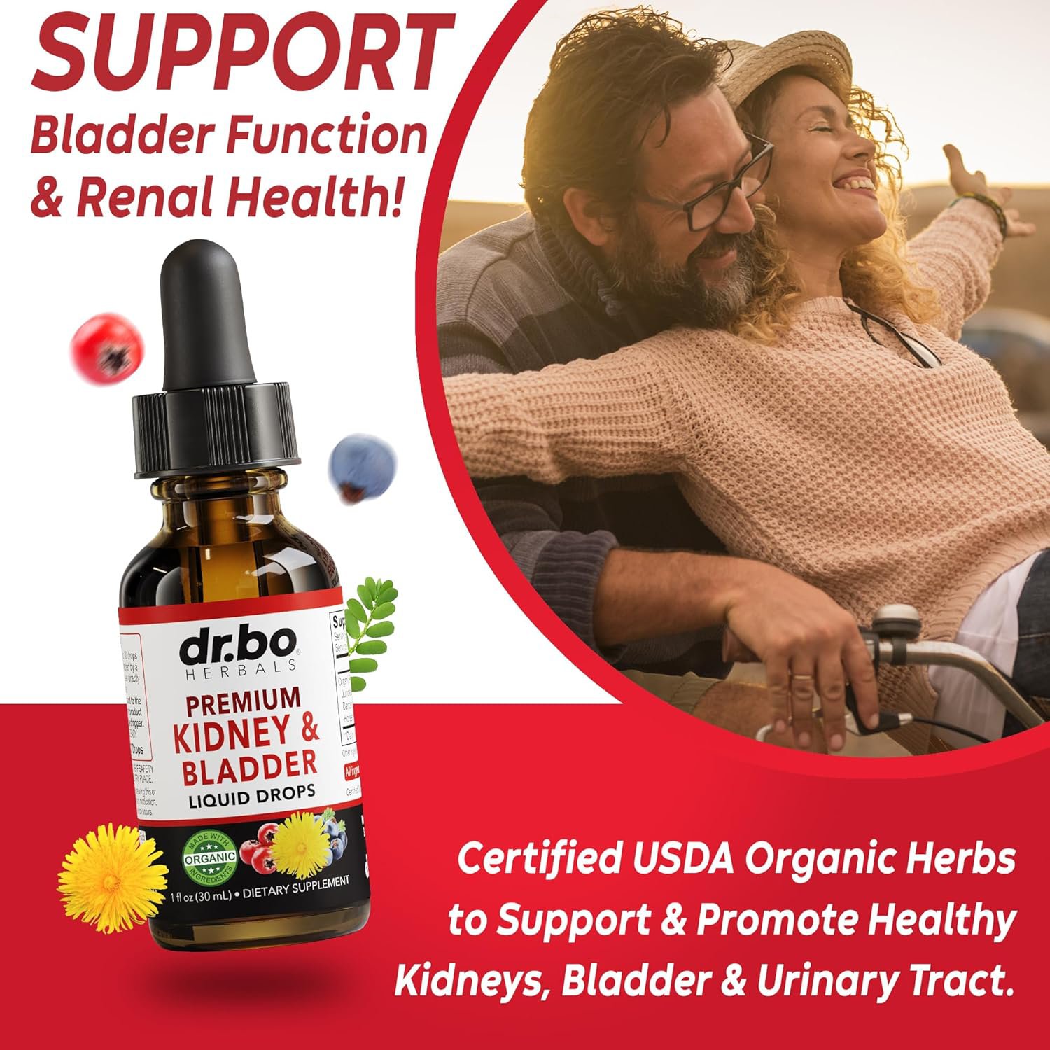 Kidney Support Supplement Bladder Health - Organic Renal Cleanse Supplements Drops Juniper