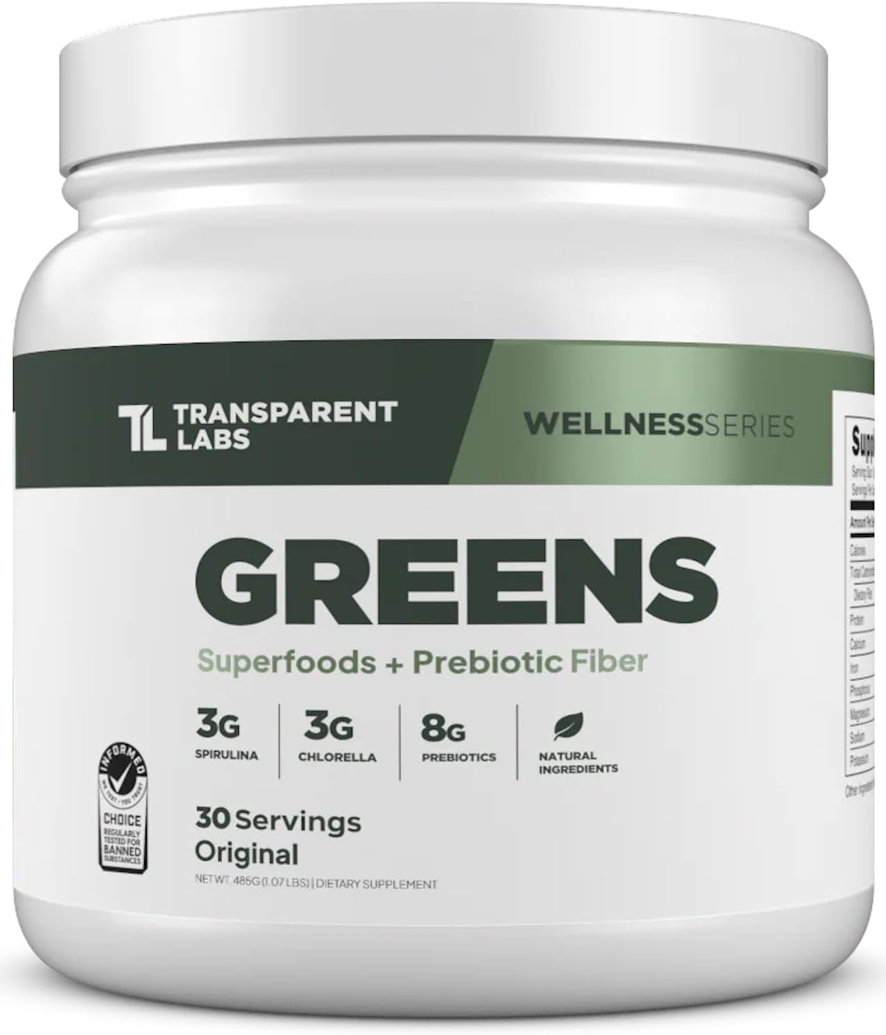 Transparent Labs Prebiotic Greens - Superfood Powder & Antioxidants ...