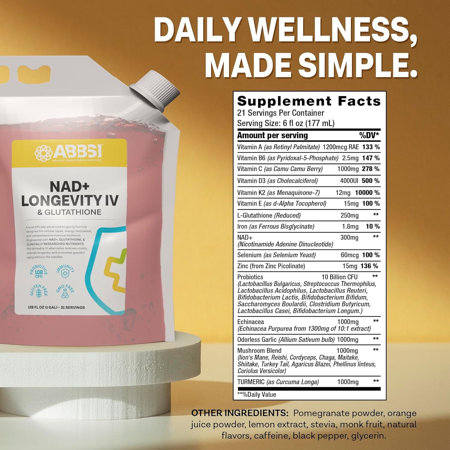 NAD+ Longevity & Glutathione Powder – 1 Gallon Bulk Supplement ...