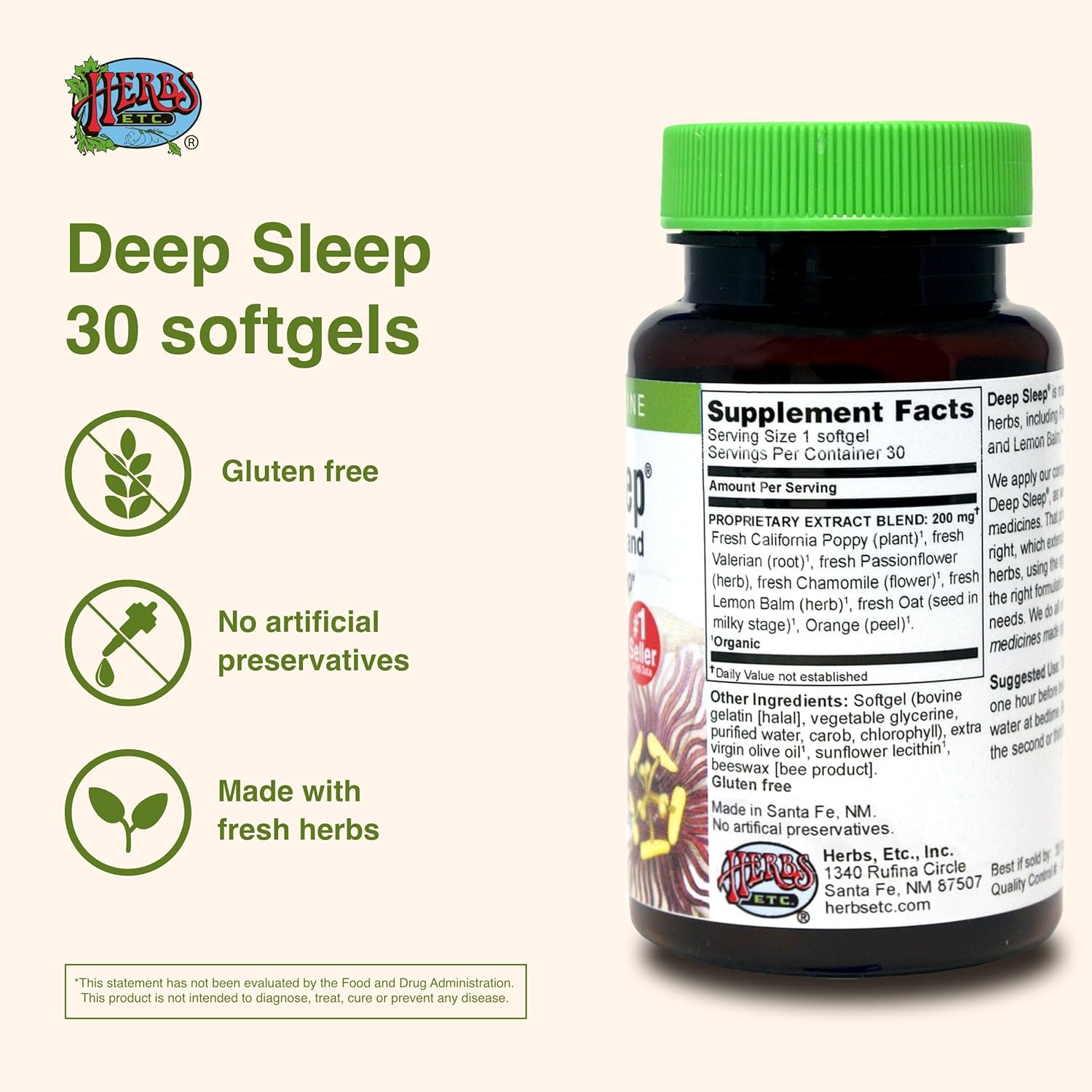Herbs Etc. Deep Sleep Softgels - Herbal Sleep Support Supplement - Rest ...
