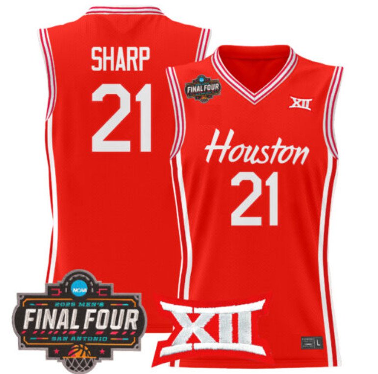 Emanuel Sharp Jersey #21 Houston Cougar 2025 Final Four Patch All ...
