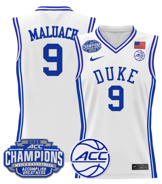 Khaman Maluach Jersey #9 Duke Blue Devils 2025 ACC Champions Patch ...
