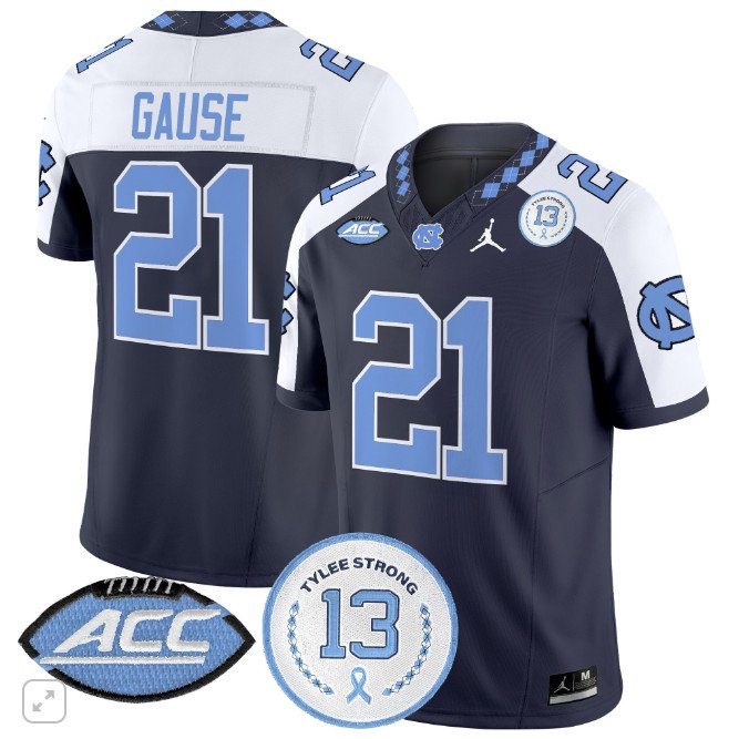 Davion Gause Jersey #21 North Carolina Tar Heels Vapor ACC Tylee Strong ...
