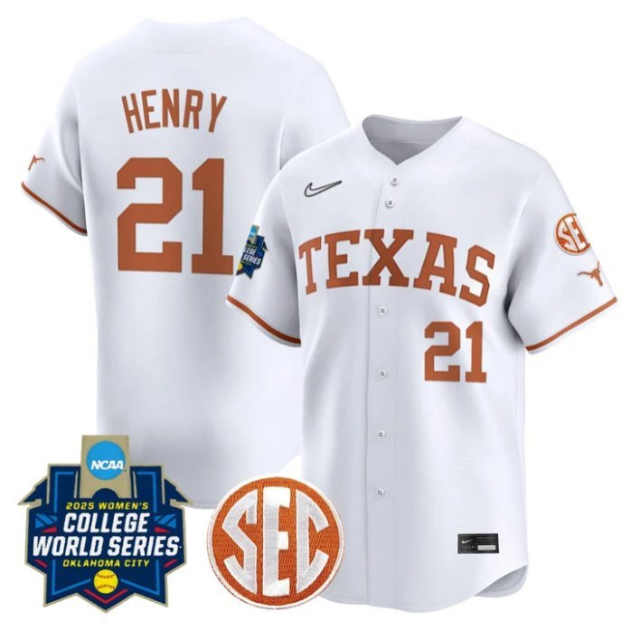 Kayden Henry Jersey #21 Longhorns 2025 World Series SEC Patch Baseball ...