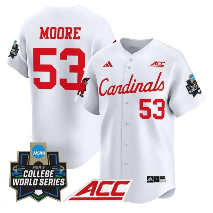 Lucas Moore Jersey #53 Louisville Cardinals 2025 World Series Patch ...