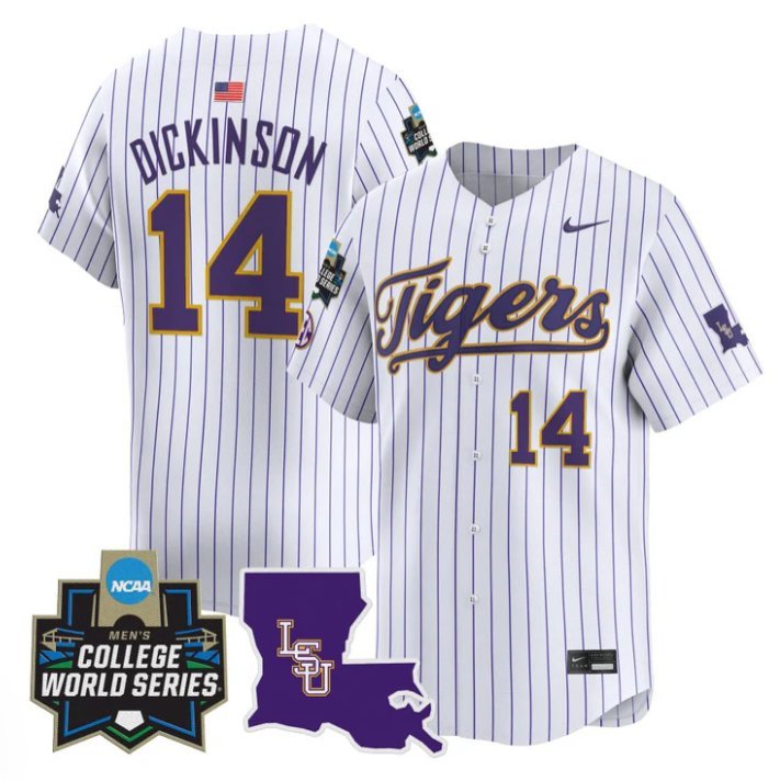 LSU Tigers 2025 World Series Patch Baseball Stitched Pinstripe Daniel ...