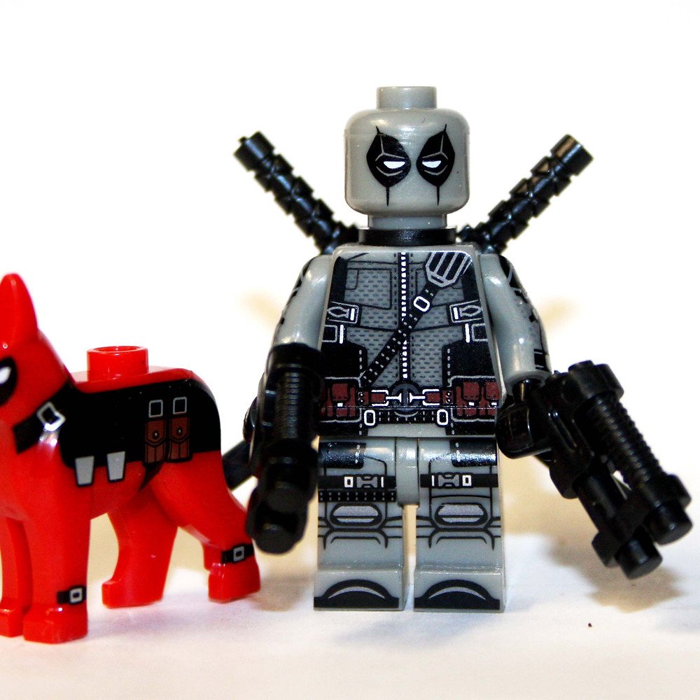 Custome Minifigure Deadpool Grey With Dog Marvel Comic From US