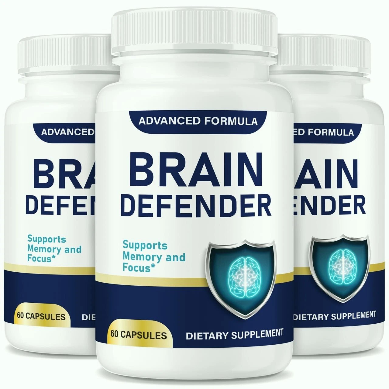 Brain Defender Capsules – Memory & Brain Support, Cognitive Formula, 3-Pack
