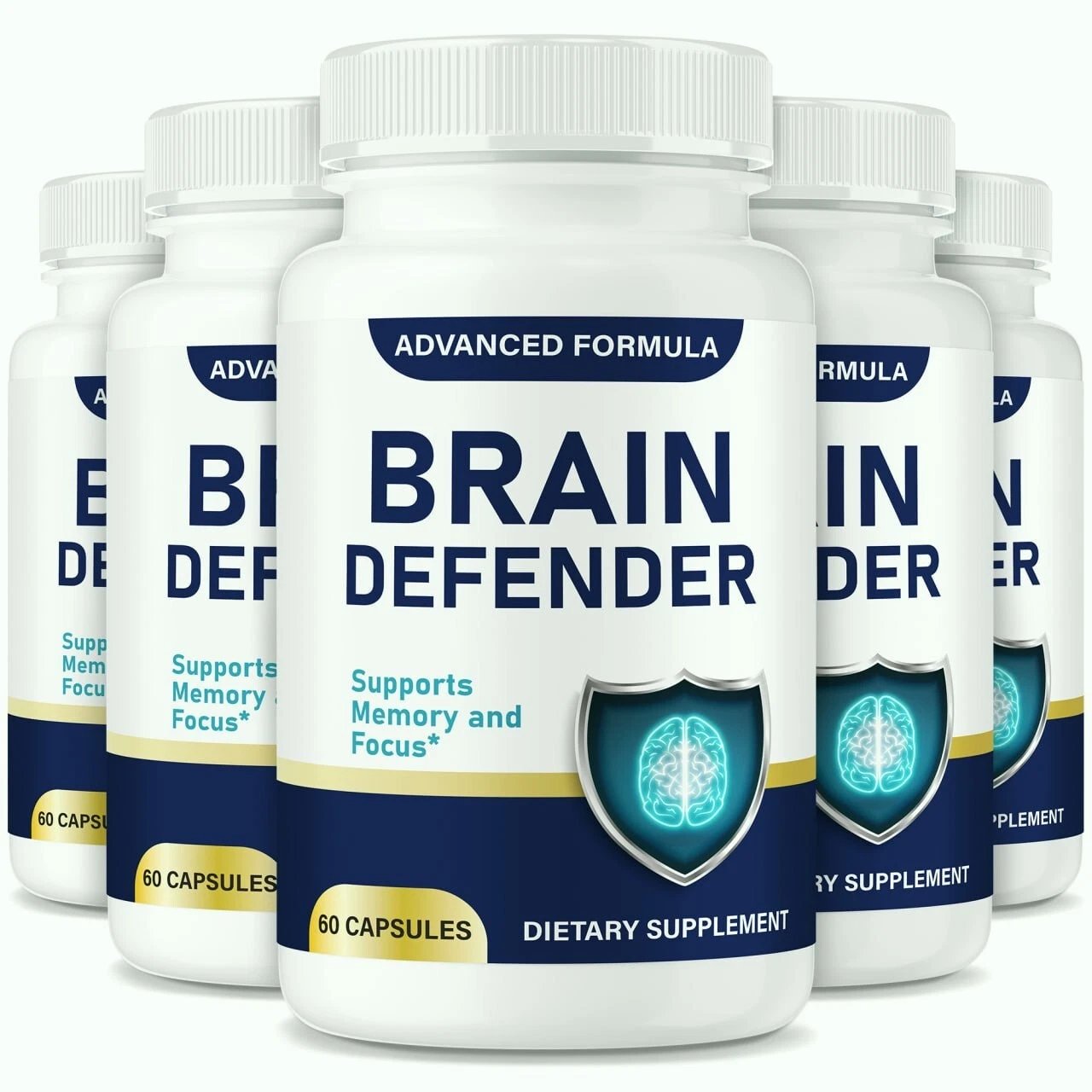 Brain Defender Capsules – Memory & Brain Support, Cognitive Formula, 5-Pack