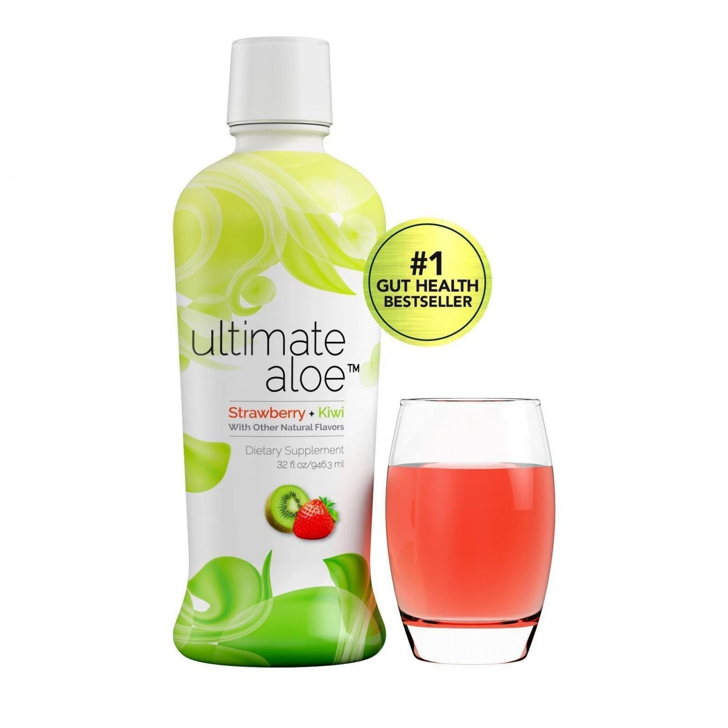 Ultimate Aloe - Pure Aloe Vera Juice Strawberry & Kiwi Flavor - 16 Servings