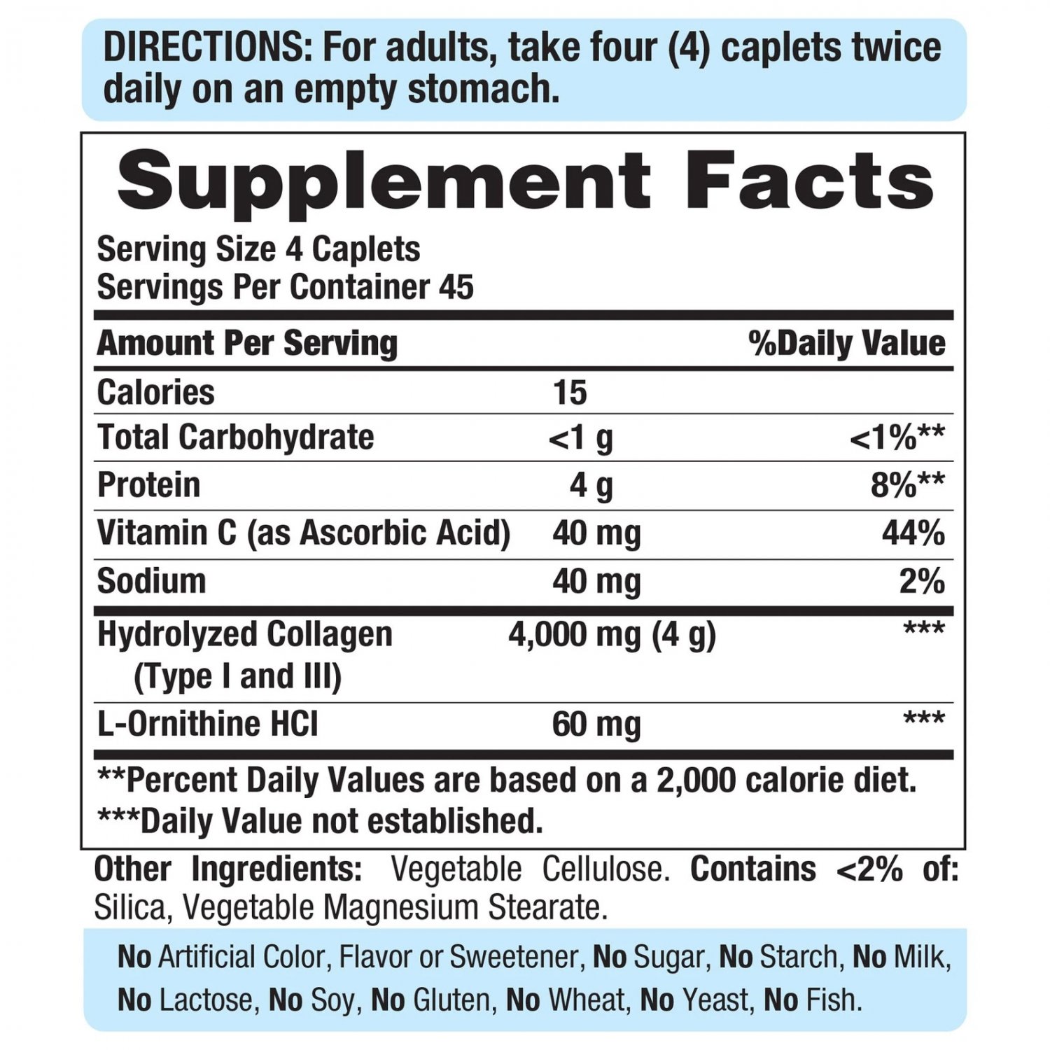 Puritan's Pride Hydrolyzed Collagen 1000 mg - 180 Caplets