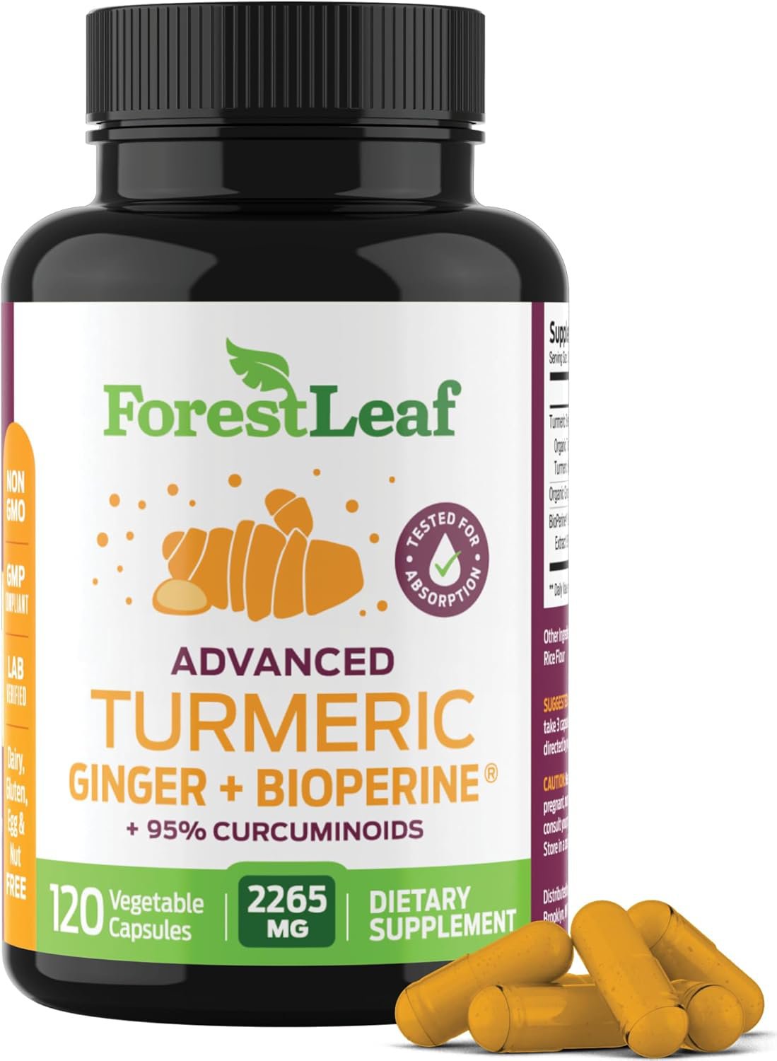 Turmeric Curcumin 2265mg with BioPerine & Ginger, Extra Strength Immune ...