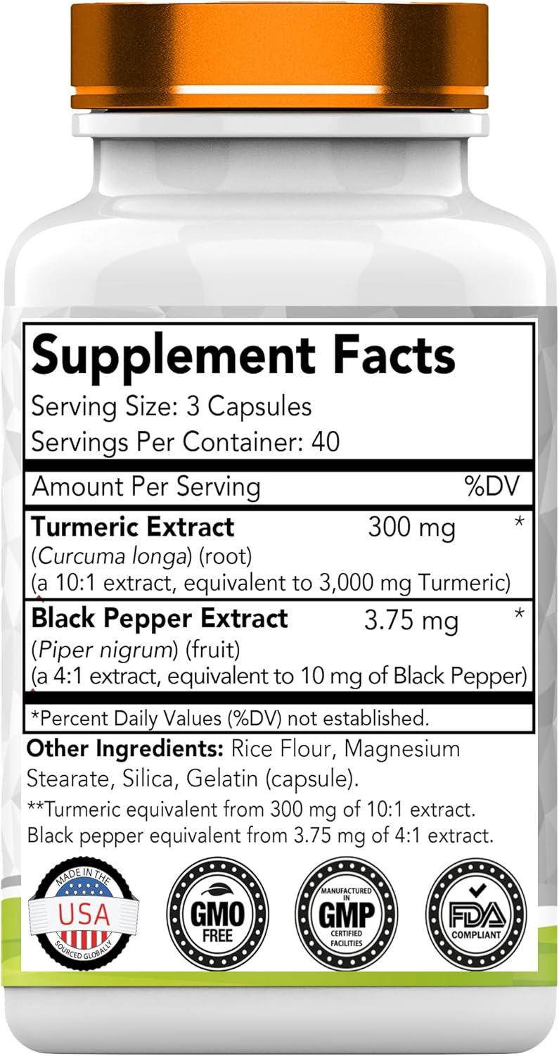 Turmeric Curcumin 3000mg with Black Pepper – Extra Strength Supplement ...