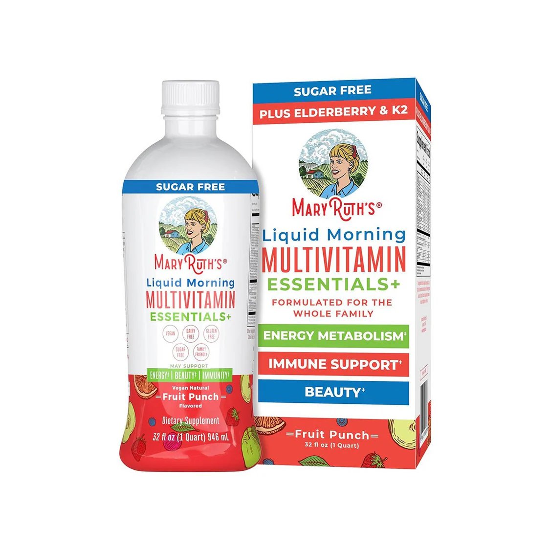 MaryRuth’s Liquid Morning Multivitamin Essentials+ – Fruit Punch, 32 oz ...