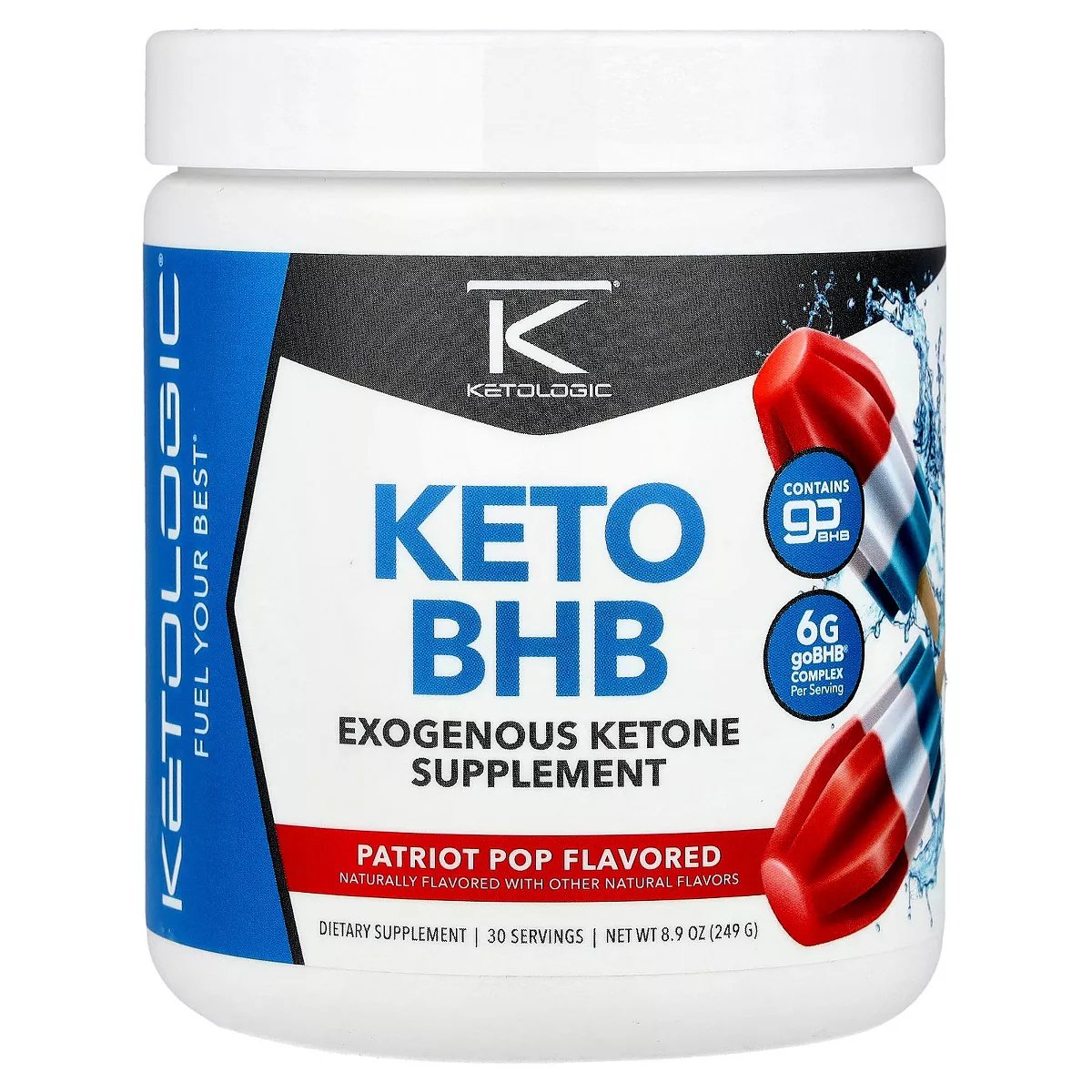 KetoLogic BHB Ketone Supplement (Patriot Pop, 30 Servings) - Suppresses ...
