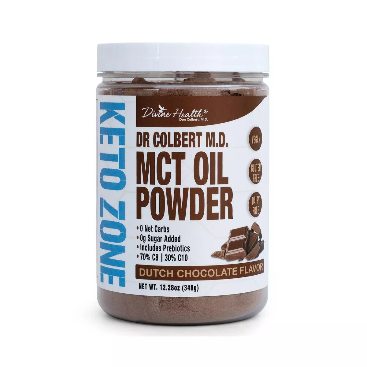 Divine Health MCT Oil Drink Mix Powder - Sugar Free Chocolate Flavor ...