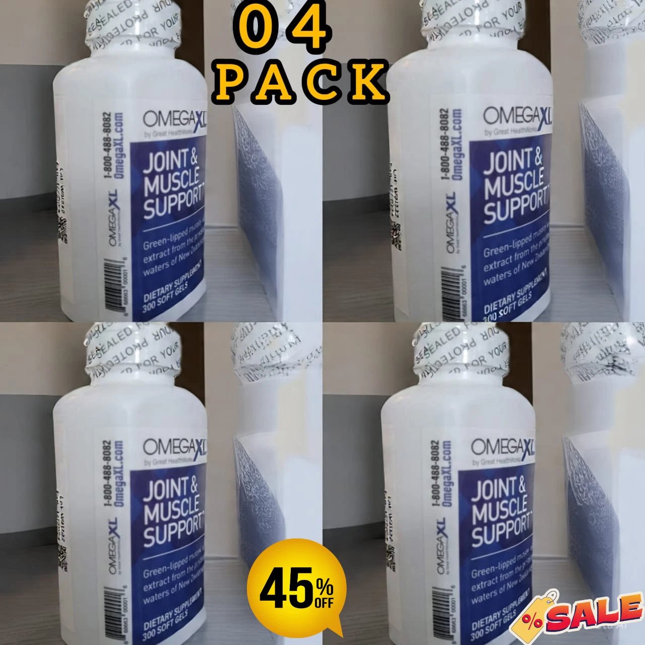 pack of 4 Omega XL Joint & Muscle Support – 300 ct – Potent Omega-3 ...